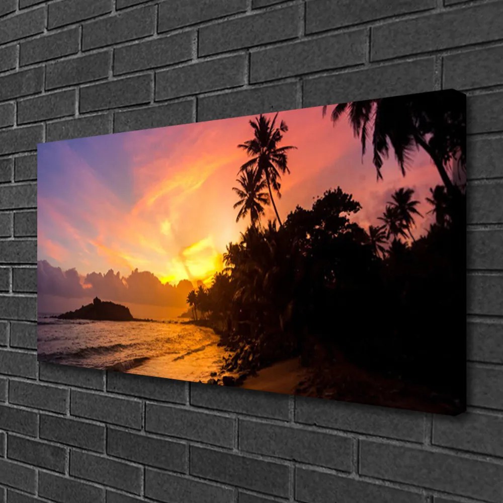 Obraz na plátně Moře Slunce Palmy Krajina 120x60 cm