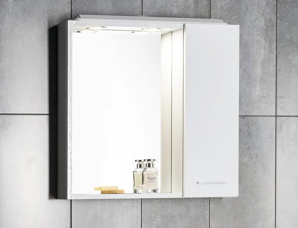 Aqualine Aqualine, ZOJA/KERAMIA FRESH STRIP galerka s LED osvětlením, 60x60x14cm, pravá, bílá, 45022S