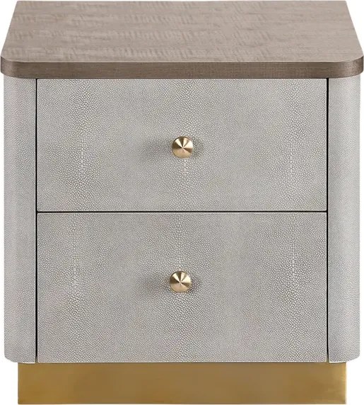 Noční stolek Stilig ST891 55 cm ekokůže béžovošedý/zlatý