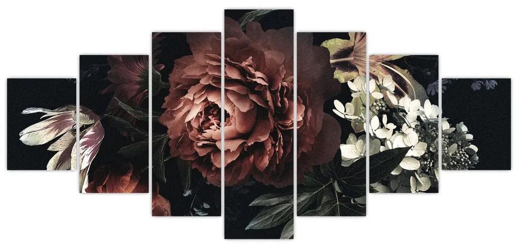 Obraz - Temné květy (210x100 cm)