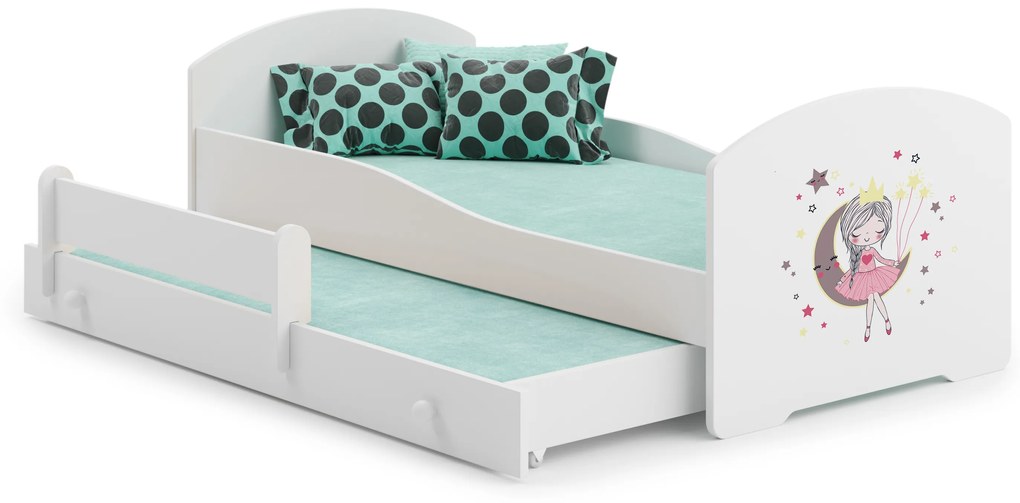 Dětská postel s matracemi PEPE II 160x80 Úložný prostor: Ne, Motiv: MOŘSKÁ PANNA S HVĚZDOU