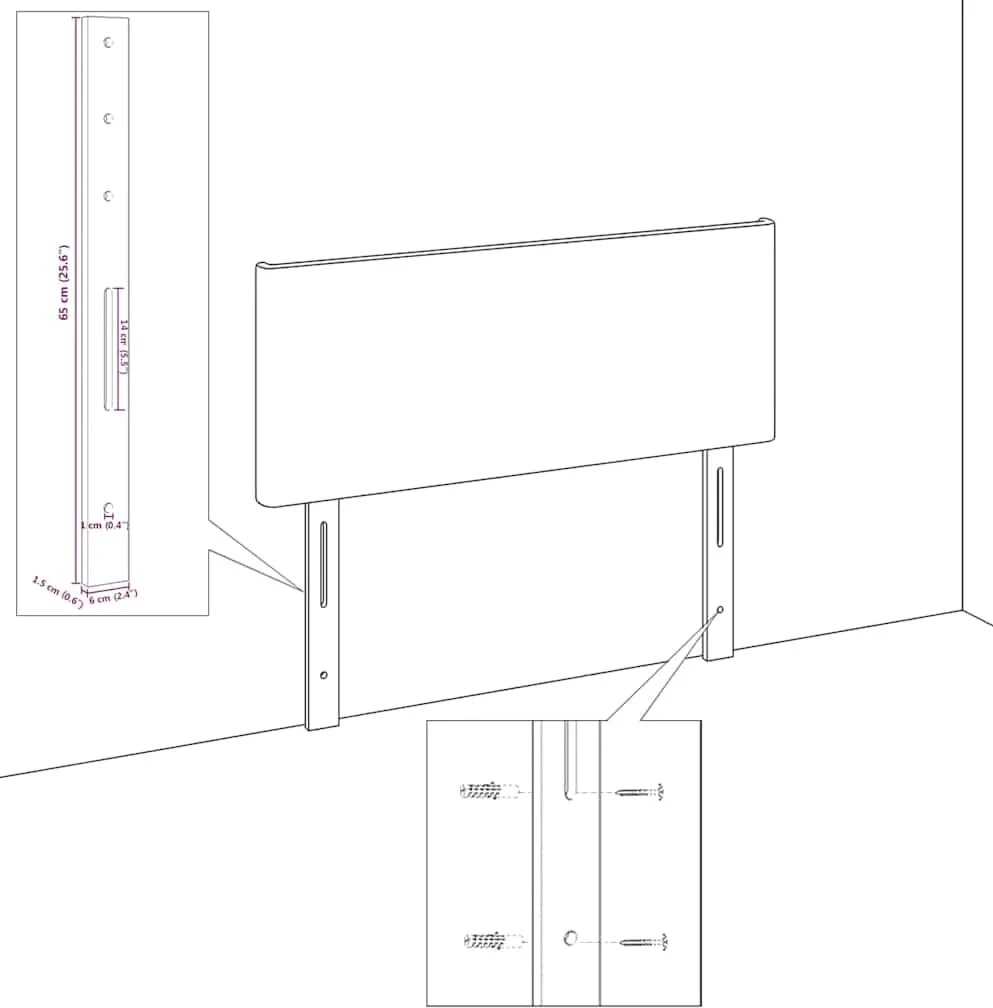 vidaXL LED hlavová deska s LED pásky Šedý 80 cm samet [3338091]