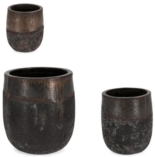 BIZZOTTO Set 3 květináčů DUYEN rezavý
