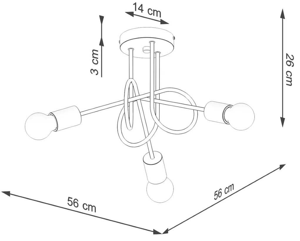 Stropní svítidlo Ember 3, dřevěné tělo svítidla, b