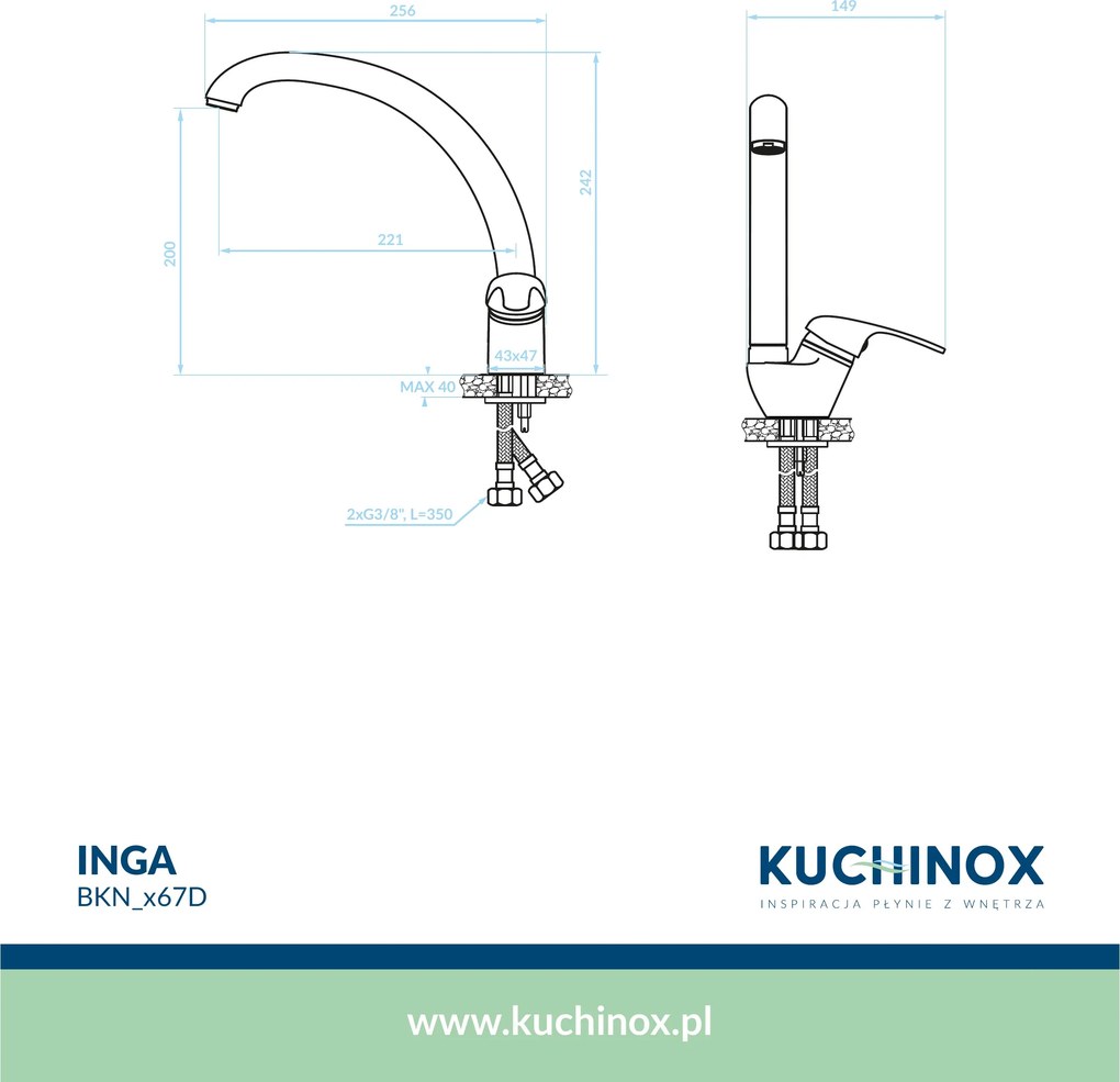 Kuchinox Inga, stojánková dřezová baterie s F-výlevka, béžová, LAV-BKN_467D