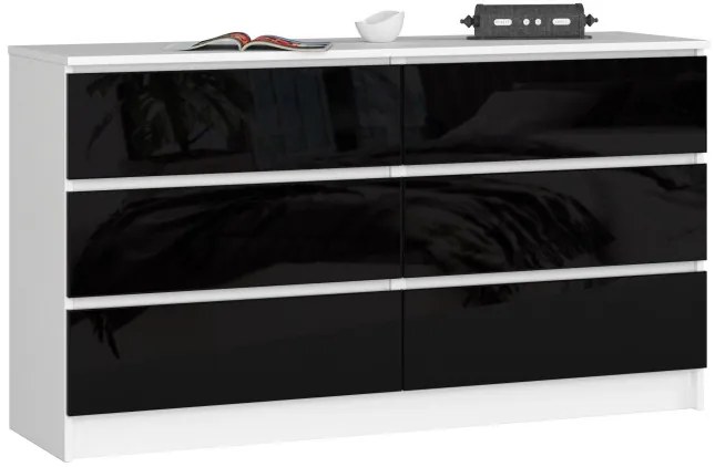 Komoda K140 6SZ CLP černá, lesk