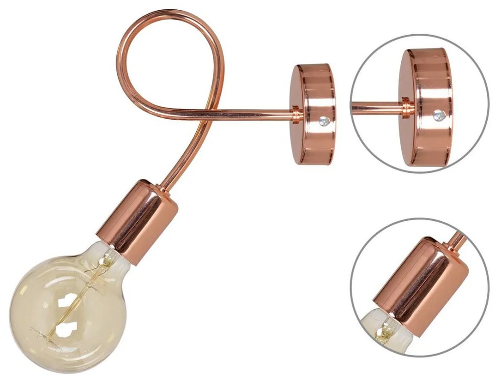 Nástěnné svítidlo Edison, 1x měděné tělo svítidlo