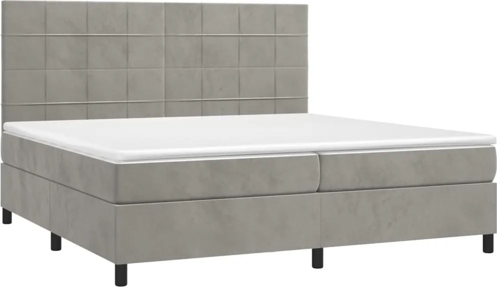 Box spring postel s matrací světle šedá 200x200 cm samet 3143043