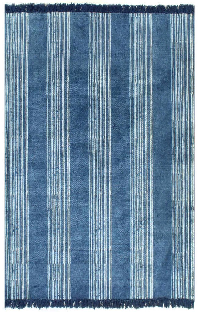 246564 vidaXL Koberec Kilim se vzorem bavlněný 160 x 230 cm modrý