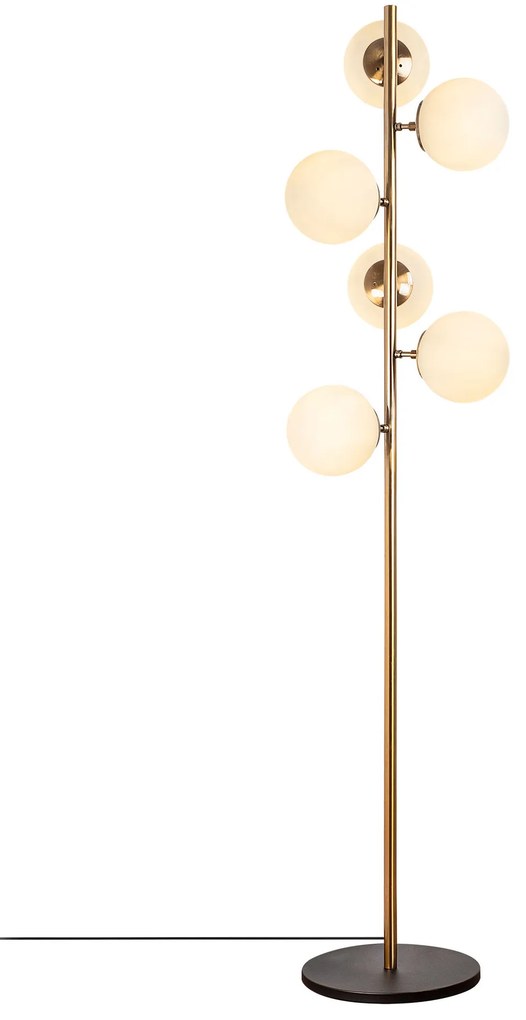 OPVIQ Podlahová lampa FAZLI bronz mléčné sklo