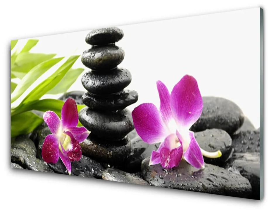 Plexisklo-obraz Kameny Zen Lázně Orchidej 120x60 cm
