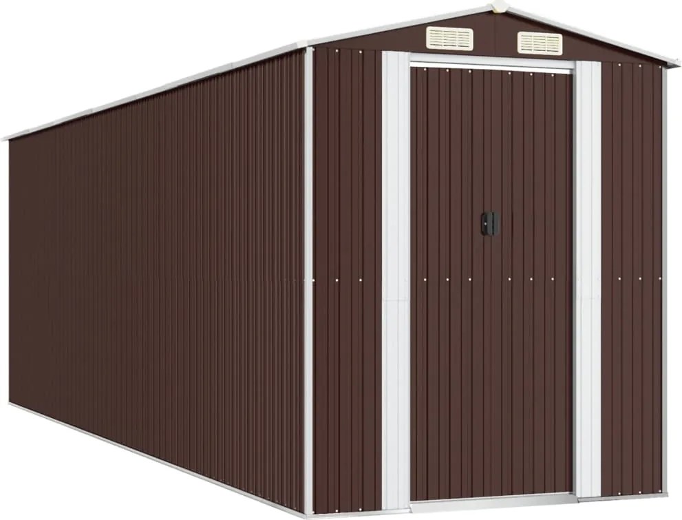 Zahradní kůlna tmavě hnědá 192 x 606 x 223 cm pozinkovaná ocel 3147465