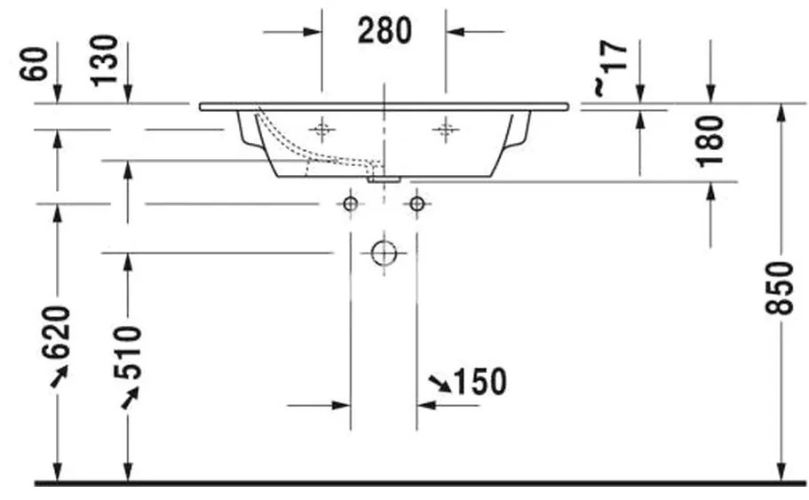 Duravit ME by Starck - umyvadlo 83x49 cm, 3 otvory pro baterii propíchnuté 2336830030