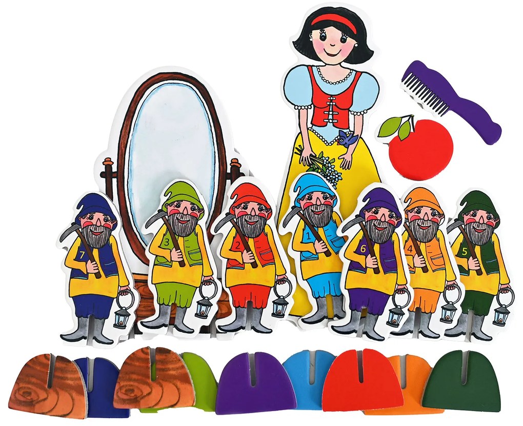 MARIONETINO Loutky pro děti - SNĚHURKA A SEDM TRPASLÍKŮ - 8 ks
