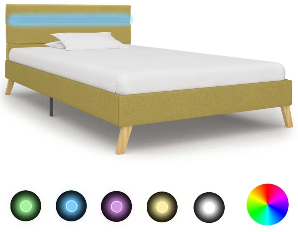 Rám postele s LED světlem zelený textil 90 x 200 cm,  284858