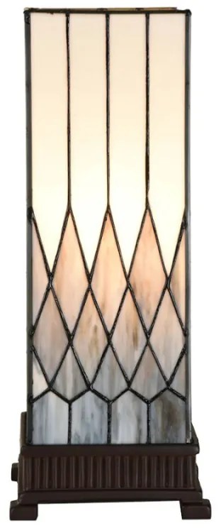 Stolní lampa Tiffany Krisoijn šedá art deco ve tvaru hranolu – 17x17x43 cm