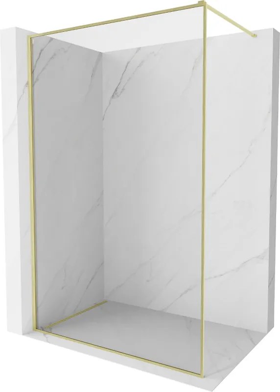 Mexen Kioto-F, sprchová zástěna s rámem 60 x 202 cm, 8 mm čiré sklo, zlatý matný profil, 800-060-104-55-00