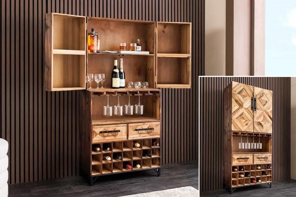 Designová barová skříňka Winebar 160 cm borovice
