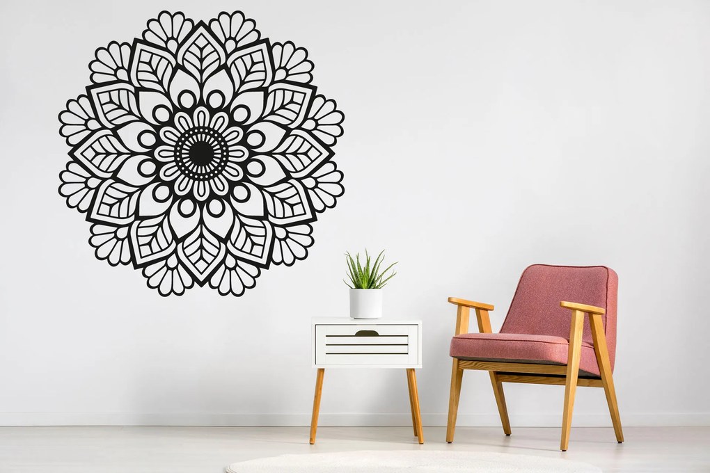 Lepy.cz Samolepka na zeď Mandala - symbol Velikost (šířka x výška): 60x60cm, Barevná varianta: Bílá