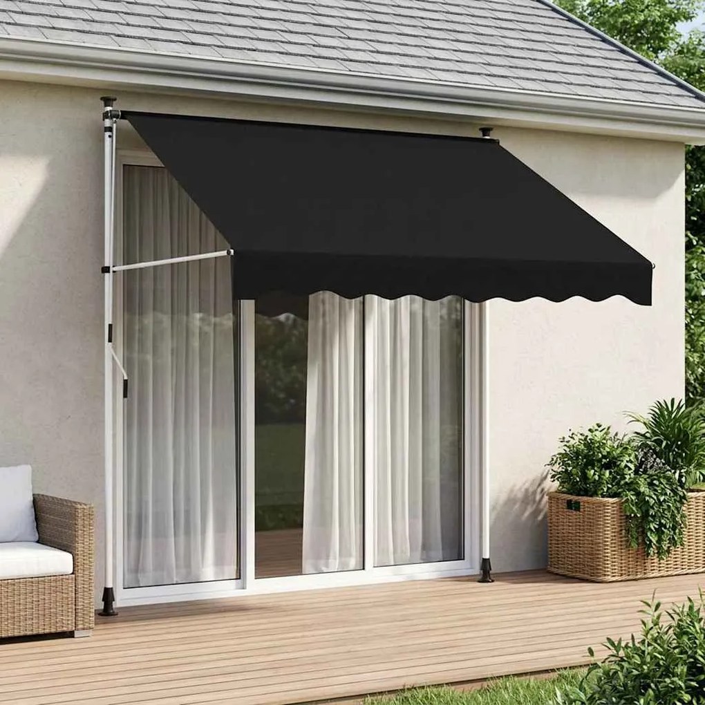 vidaXL Ručně zatahovací markýza 350 cm pruhy [42037063] Barva: oranžová a hnědá