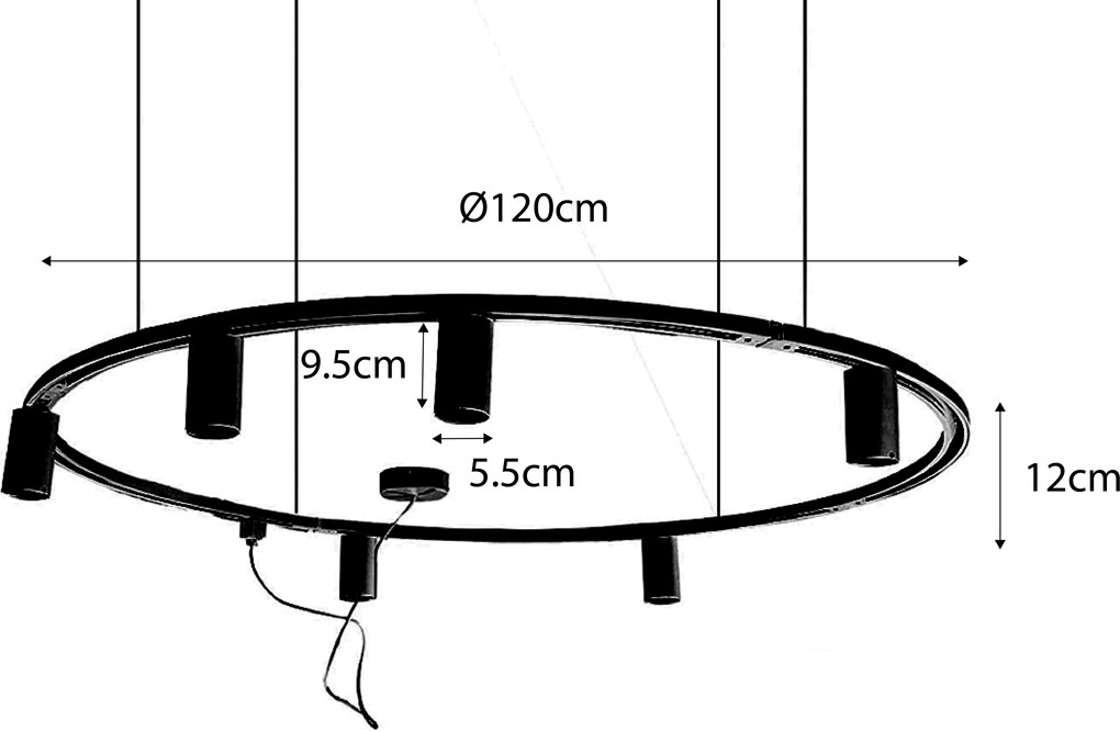 Moderní závěsný kolejnicový systém s 6 černými bodovými světly jednofázovými GU10 50 mm - Iconic Ruby Honey