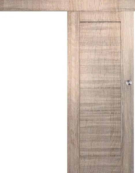 posuvné interiérové dveře na stěnu vasco doors IBIZA plné, model 1 Průchozí rozměr: 70 x 197 cm, Orientace dveří: Levé dveře, Dekor: Dub šedý