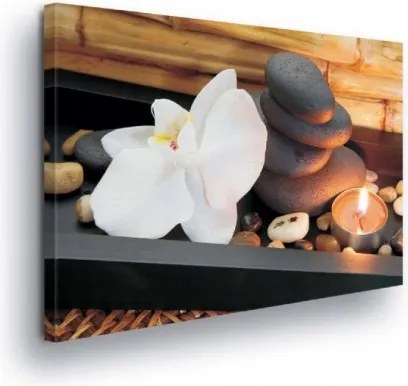 Obraz 100x75 Klid Relaxace Zen Harmonie Meditace Orchidej Kameny Svíčka