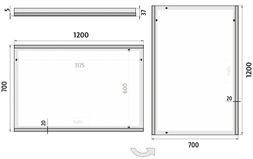 Nimco LED zrcadlo 1200x700 - ZP 12006