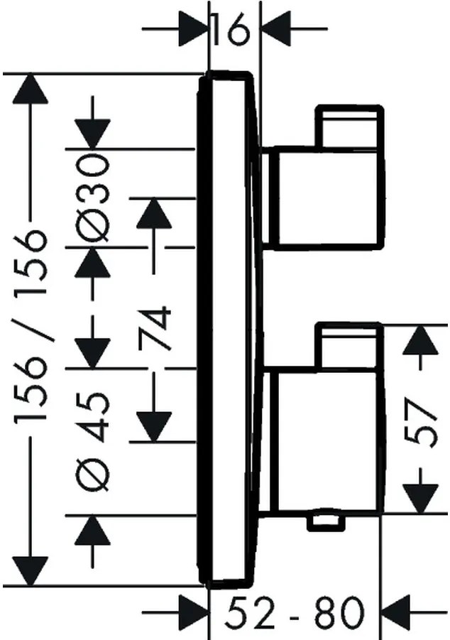 Hansgrohe Ecostat Square, termostatická baterie pod omítku na 2 spotřebiče, černá matná, 15714670