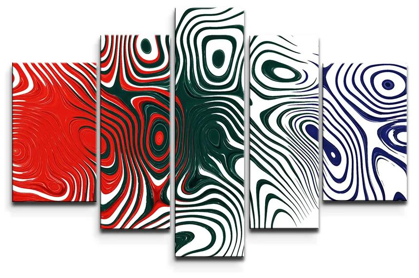 Sablio Obraz - 5-dílný Dvoubarevná abstrakce - 125x90 cm