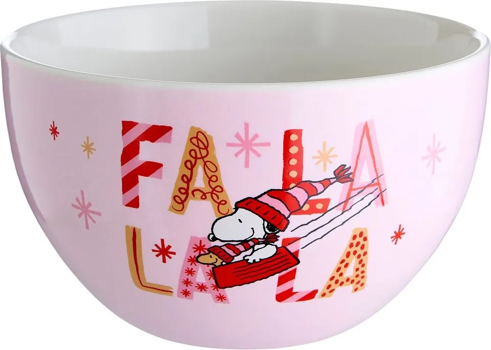PEANUTS Miska "FaLaLaLa" 600 ml - sv. růžová