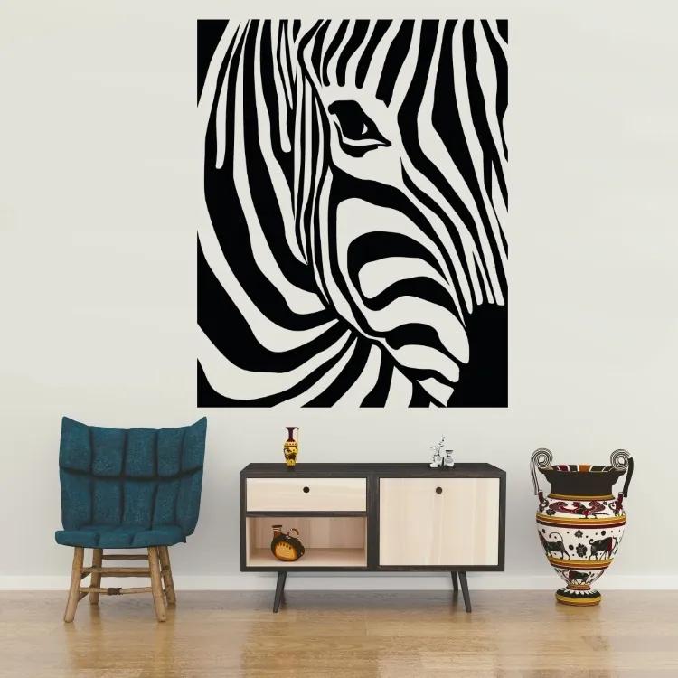 Zebra dekorace - vinylová samolepka na zeď 100x79cm