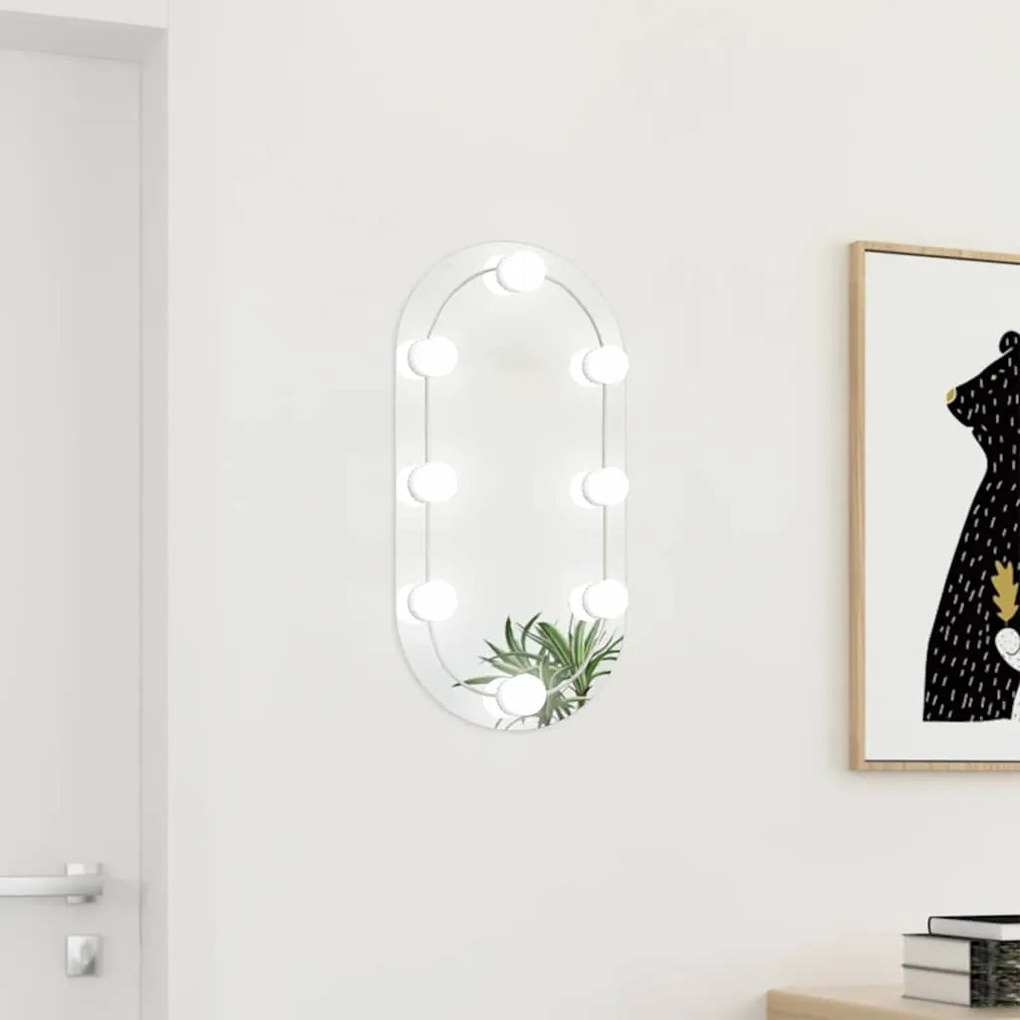 Zrcadlo s LED světly 60 x 30 cm sklo oválné 3102974