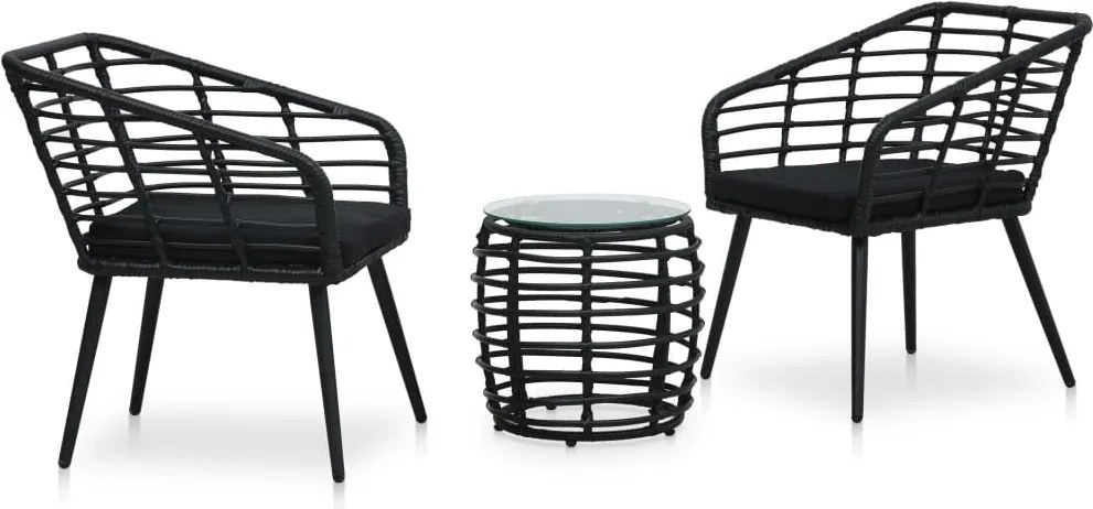 48579 vidaXL 3dílný bistro set polyratan černý