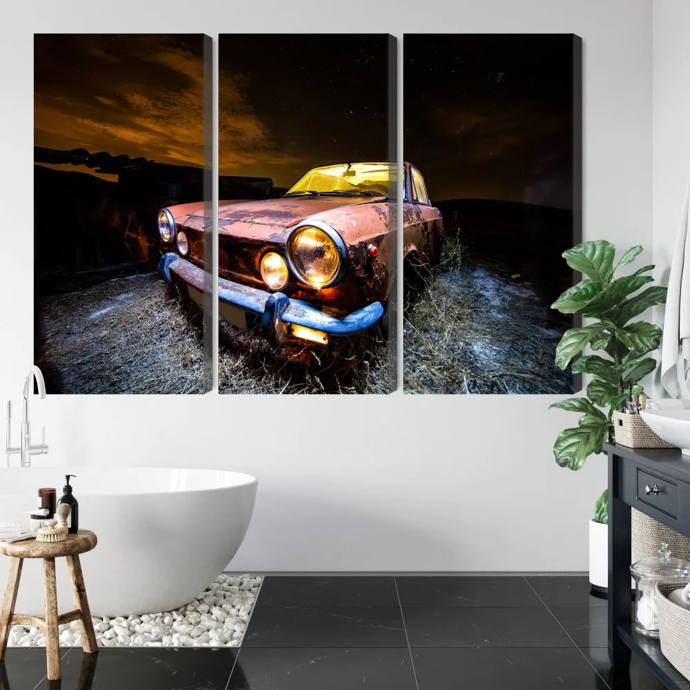 Vícedílný obraz Staré Opuštěné Auto 3D Nedostatek Nedostatek Plátno Canvas 120x80