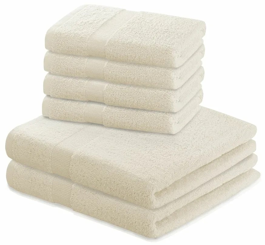 DecoKing Sada ručníků a osušek Marina krémová, 4 ks 50 x 100 cm, 2 ks 70 x 140 cm