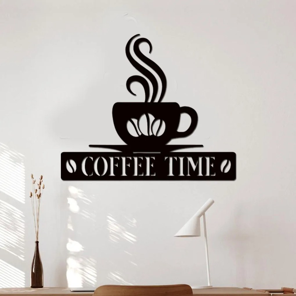 dřevo života Dřevěná dekorace COFFEE Zvolte rozměr (cm): 60x52, Zvolte barvu dekoru: Černá