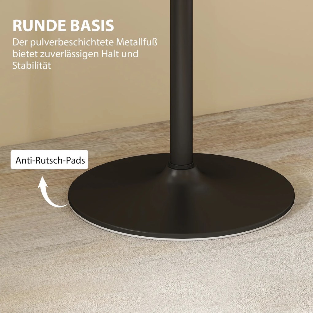 HOMCOM Jídelní stůl pro 4 osoby v moderním stylu s bílým mramorovým efektem a kulatým podstavcem, 70 x 70 cm, bílý