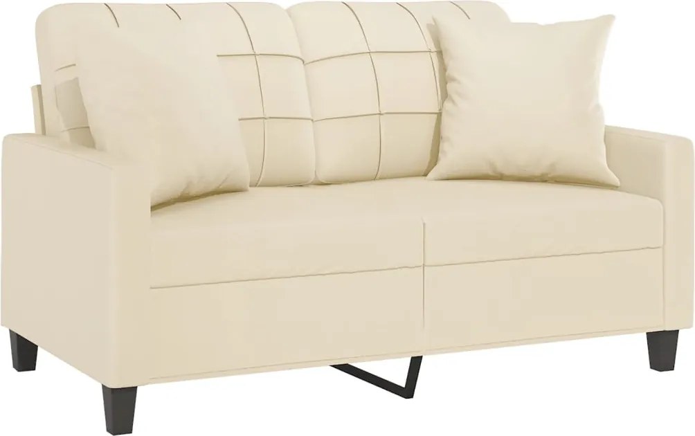 2místná pohovka s polštáři krémová 120 cm umělá kůže 3200799