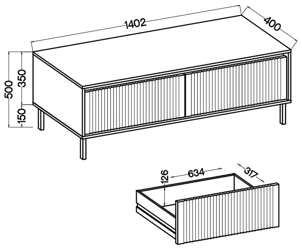 OSAKA b | TV stolek RTV 2S | 140,2 cm | béžová