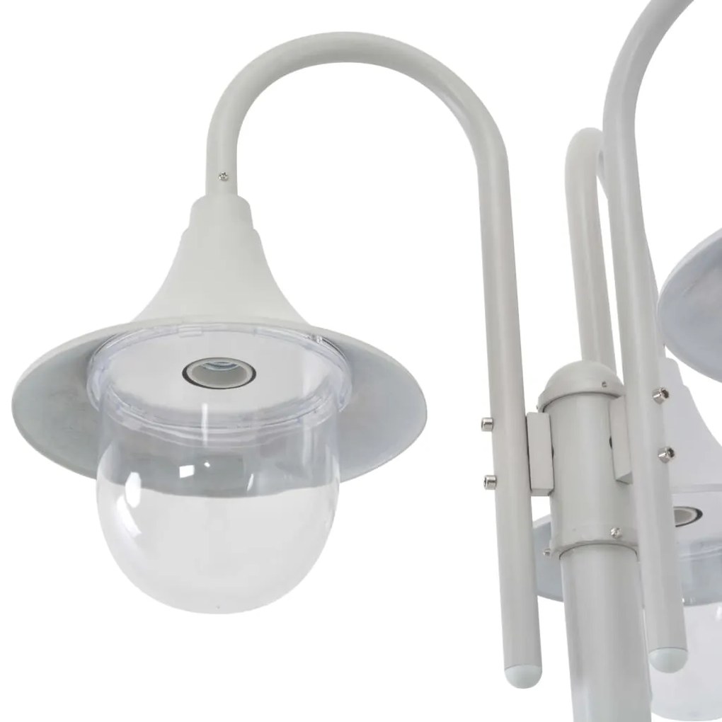 vidaXL Marketos Zahradní sloupová lampa 3 ramena E27 220 cm hliník bílá