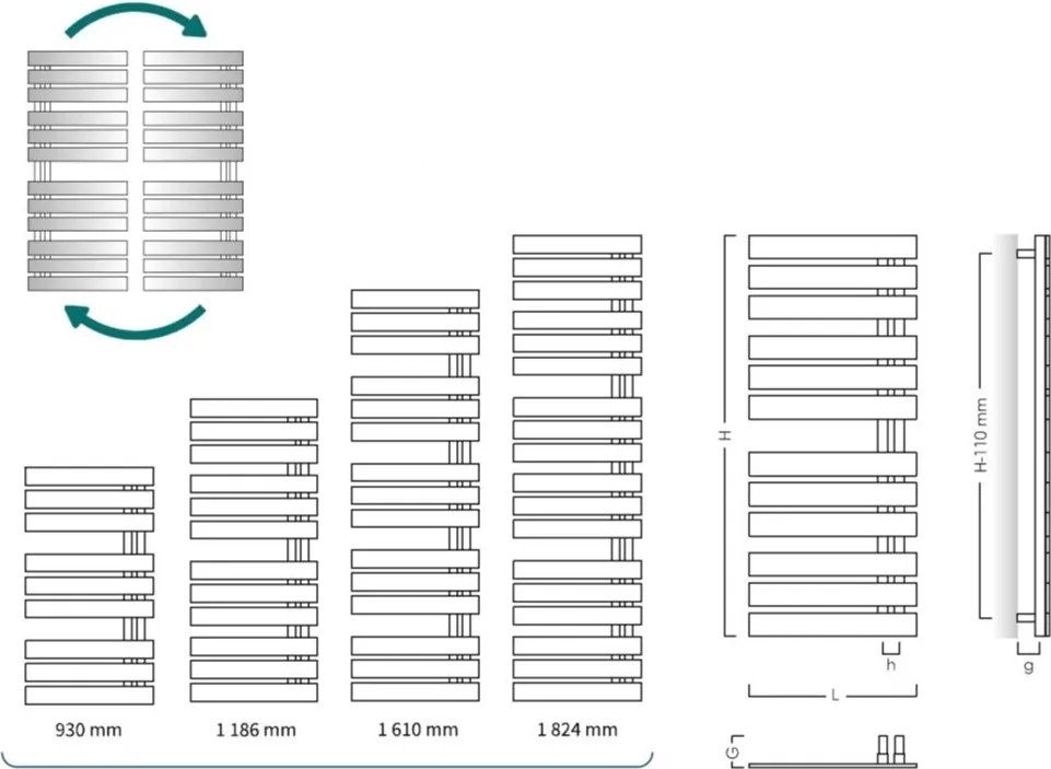 Hopa NAMELESS 500 x 1186 mm RADNAM501235 koupelnový radiátor