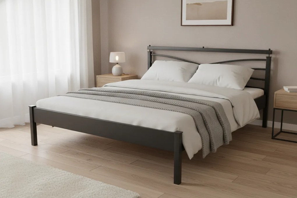 Nábytek ATIKA s.r.o. Kovová postel ANGELETA Barevne provedení: černá, Rozměr: 200 x 200 cm