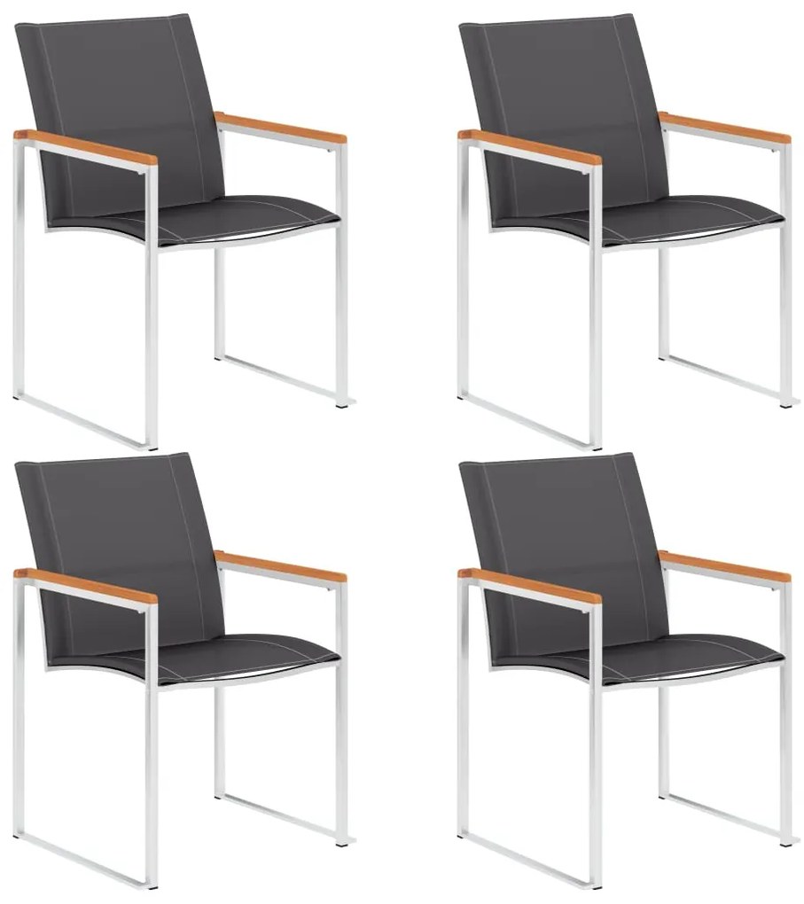 Zahradní židle 4 ks textilen a nerezová ocel šedé - Default Title