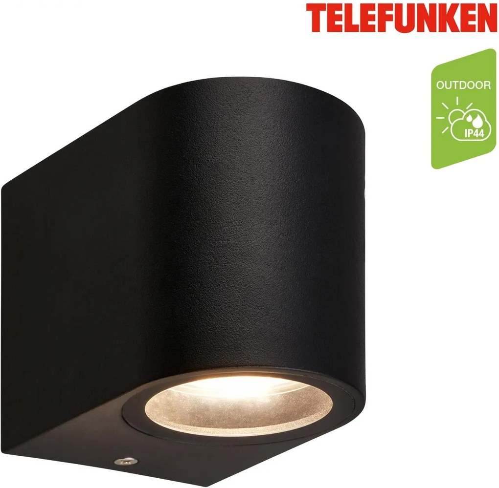 TF 322905TF TELEFUNKEN venkovní nástěnné svítidlo, ochrana proti stříkající vodě, bez vypínače, černá - BRILONER