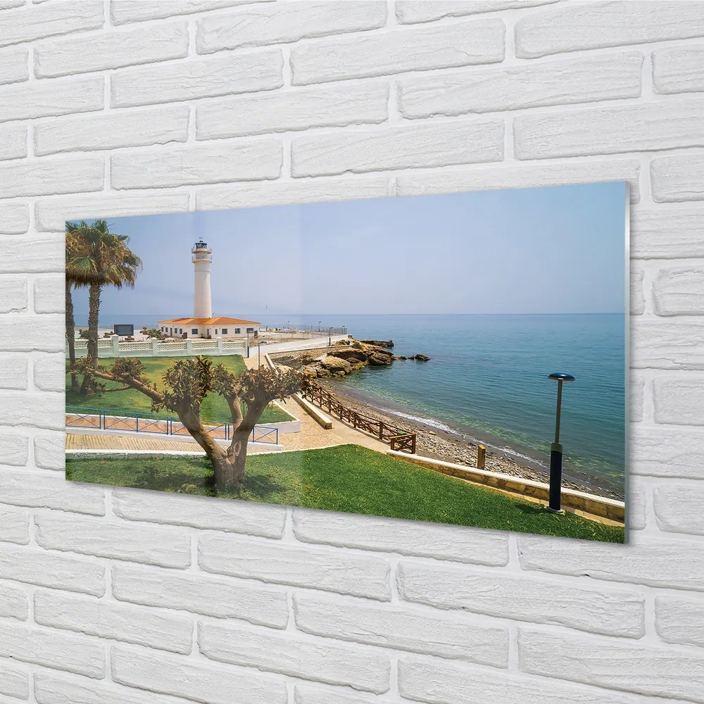 akrylový obraz Španělsko pobřeží maják 125x50 cm
