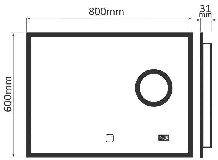 Aquamarin Koupelnové LED zrcadlo se zrcátkem, 80 x 60 cm