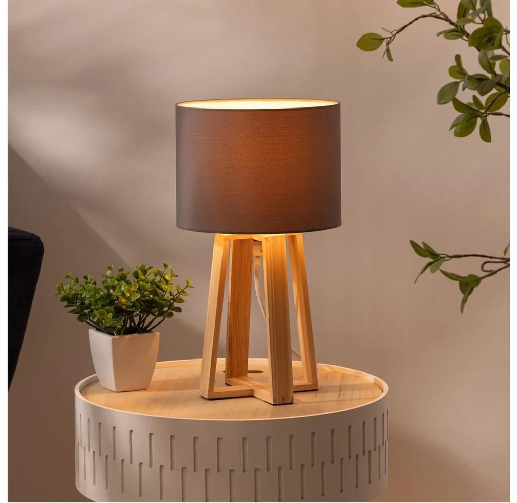 Atmosphera - Stolní lampa MOLU 1xE27/25W/230V borovice/šedá Biano.cz