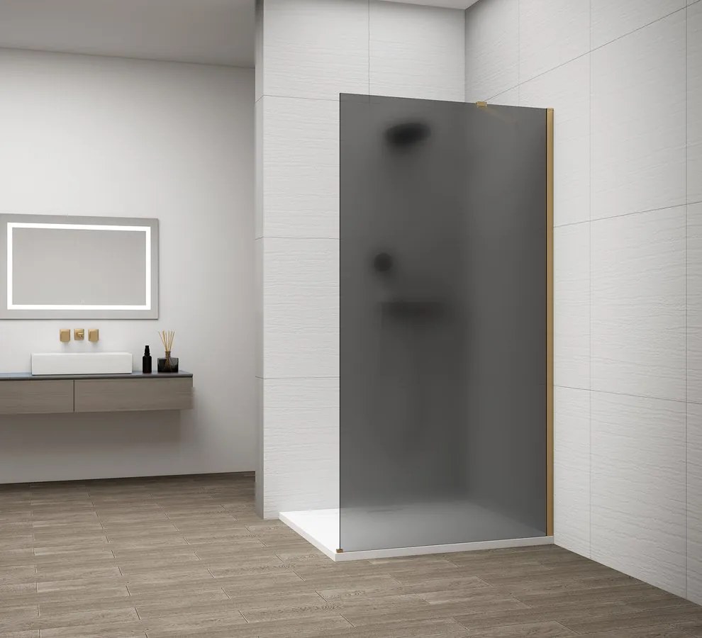 Polysan Esca Gold Matt jednodílná sprchová zástěna 120 x 210 cm k instalaci ke stěně zlatá kouřové matné sklo ES1412-04