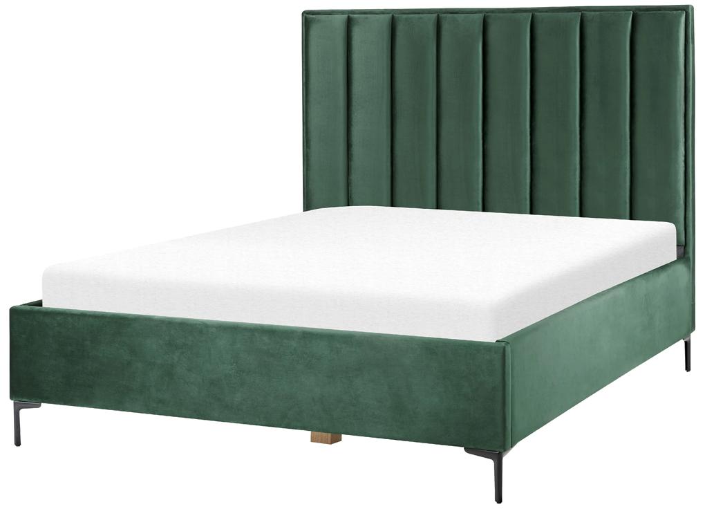 Sametová postel 160 x 200 cm tmavě zelená SEZANNE Beliani